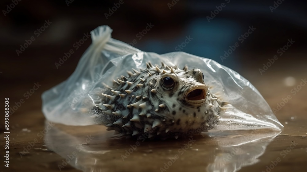 An environmental issue of plastic pollution in the ocean is exemplified ...