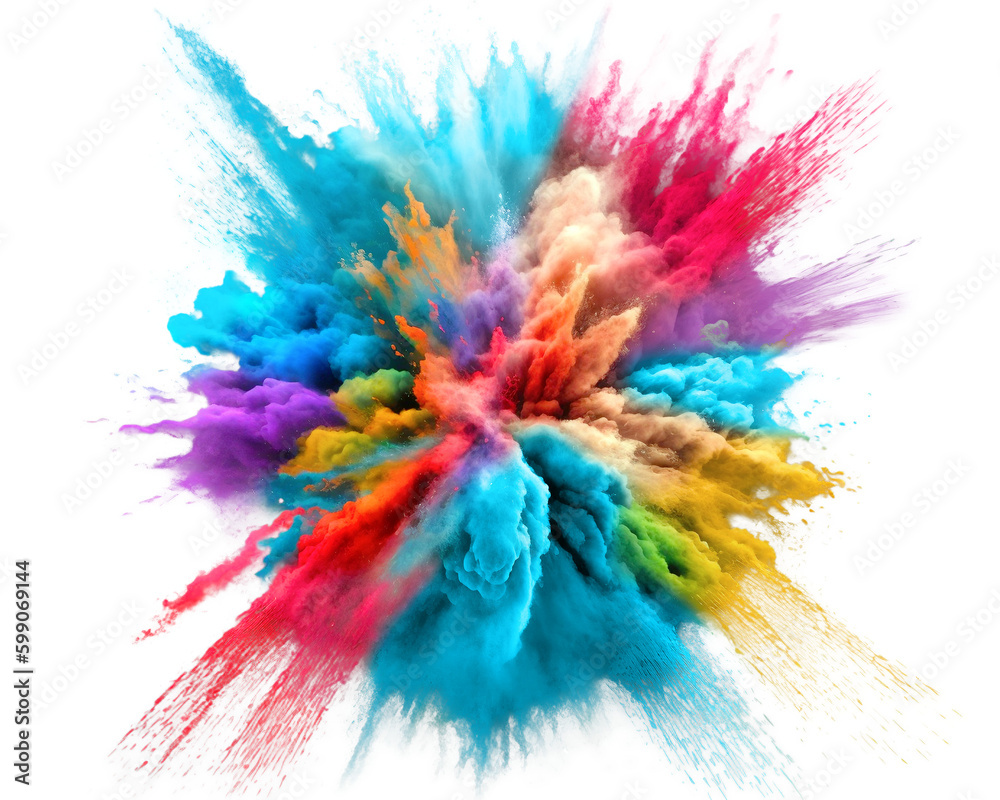 Color powder explosion or cloud paint splash with dye smoke blend ...