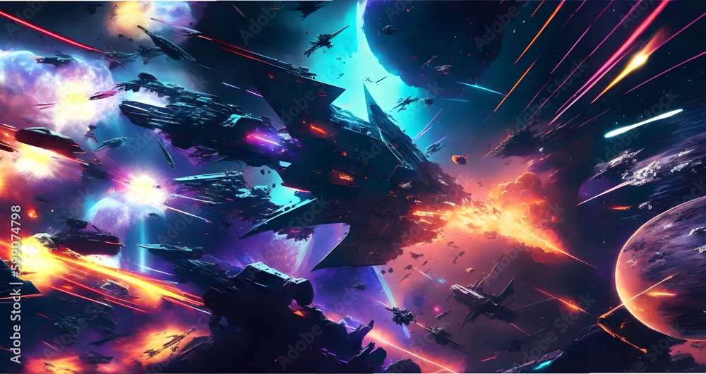 Cosmic Clash: Witness an epic space battle with colossal starships ...