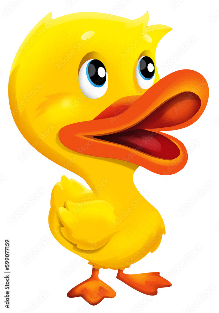Cartoon happy farm animal happy cheerful duck illustration for kids ...