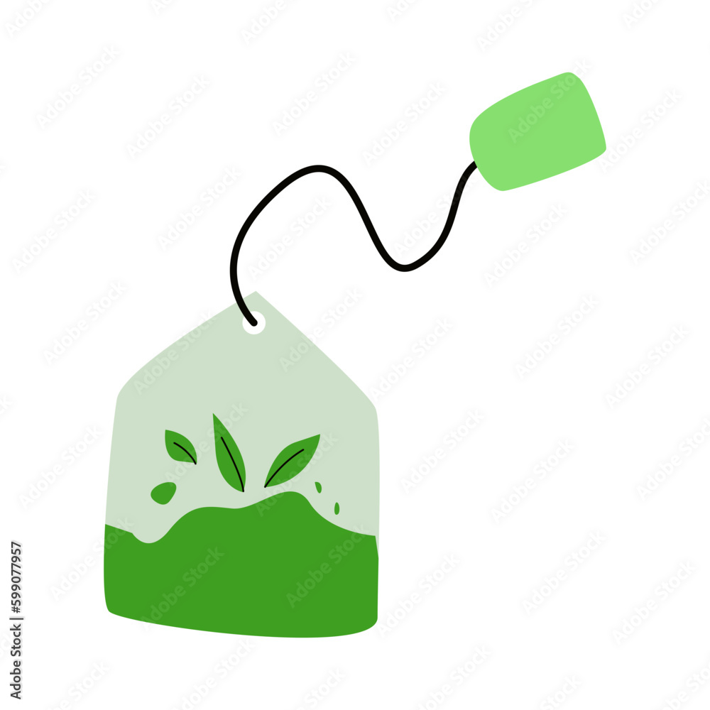 tea bag flat illustration. tea bag clip art. Stock Vector | Adobe Stock