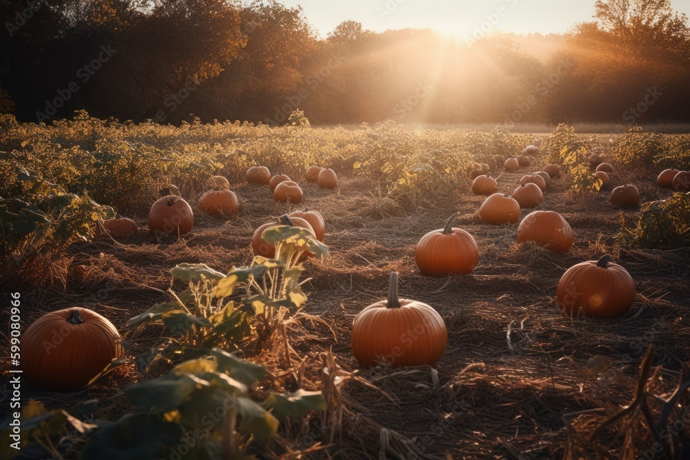 Stunning photograph of a field of pumpkins, showcasing the iconic ...