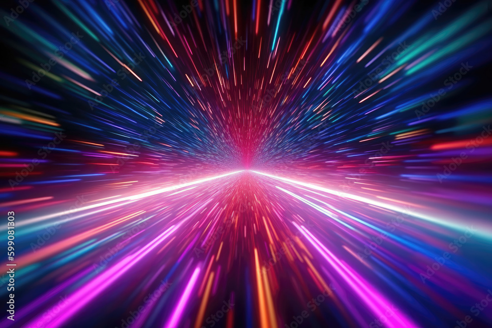 Hyperjump: A Neon Space Odyssey. Generative Ai Stock Illustration ...