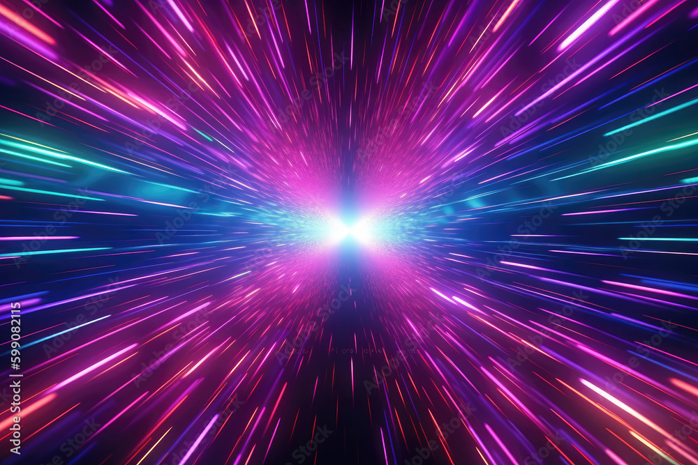 Hyperjump: A Neon Space Odyssey. Generative Ai Stock Illustration ...