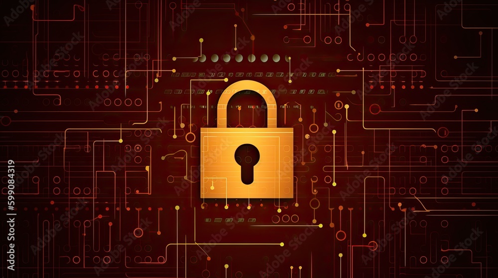 A cyber security warning message in the red and yellow design ...