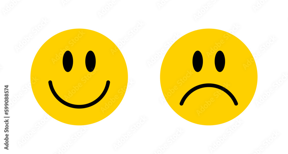 Happy and sad smiley icon Stock Vector | Adobe Stock