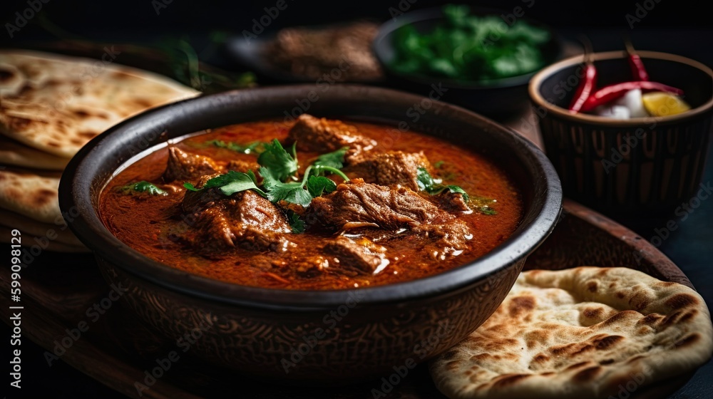 Lahori Beef Nihari Rustic background Stock Illustration | Adobe Stock