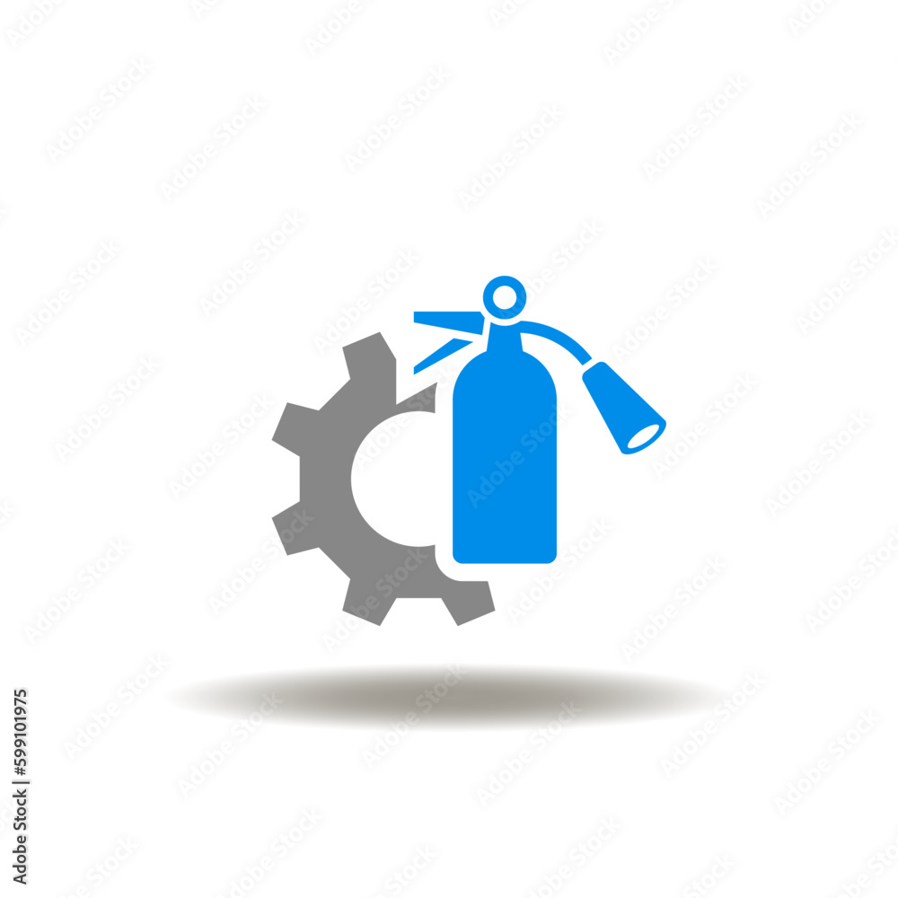 Vector illustration of gear and fire extinguisher. Icon of emergency ...
