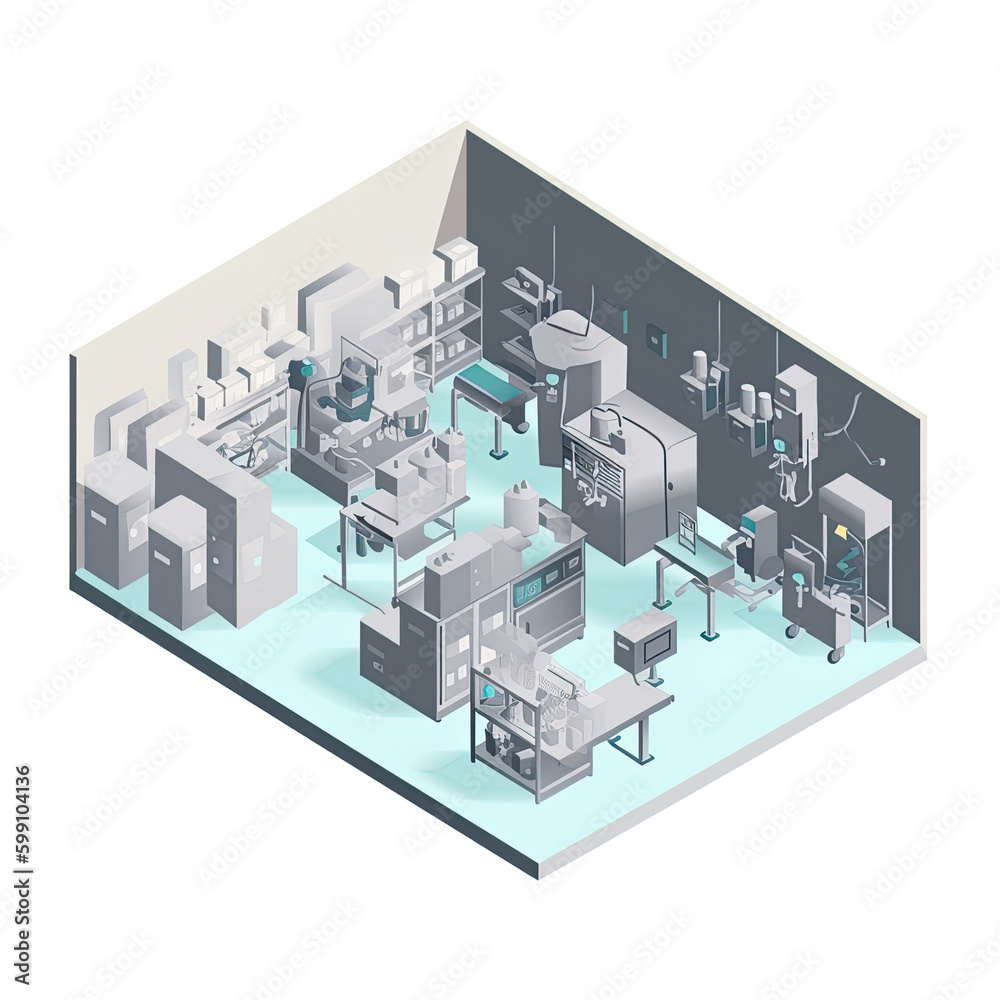 Pharma, pharmaceautical clean room, production line in controlled ...