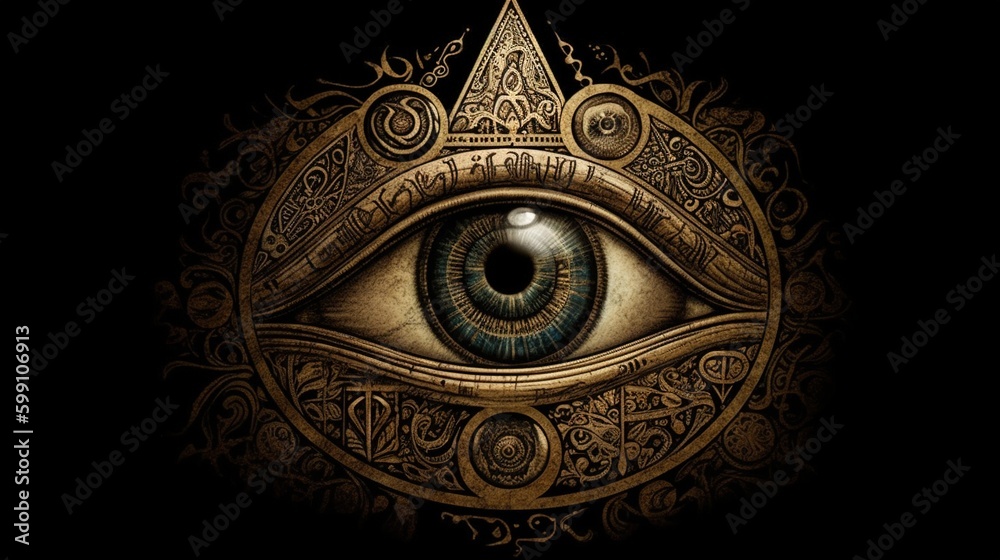mystical and esoteric eye symbol, digital art illustration, Generative ...