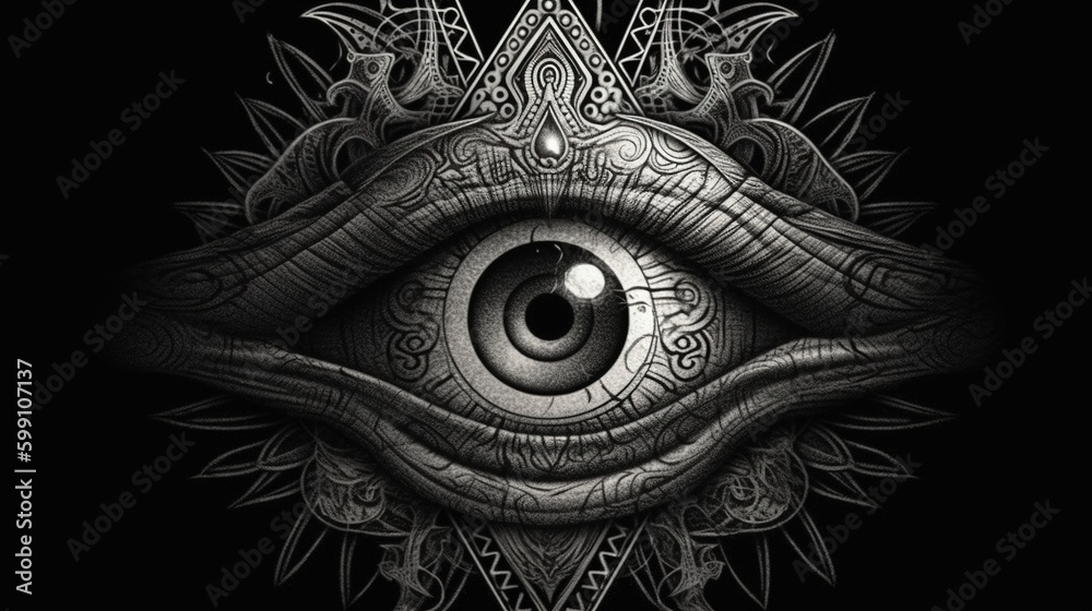 mystical and esoteric eye symbol, digital art illustration, Generative ...