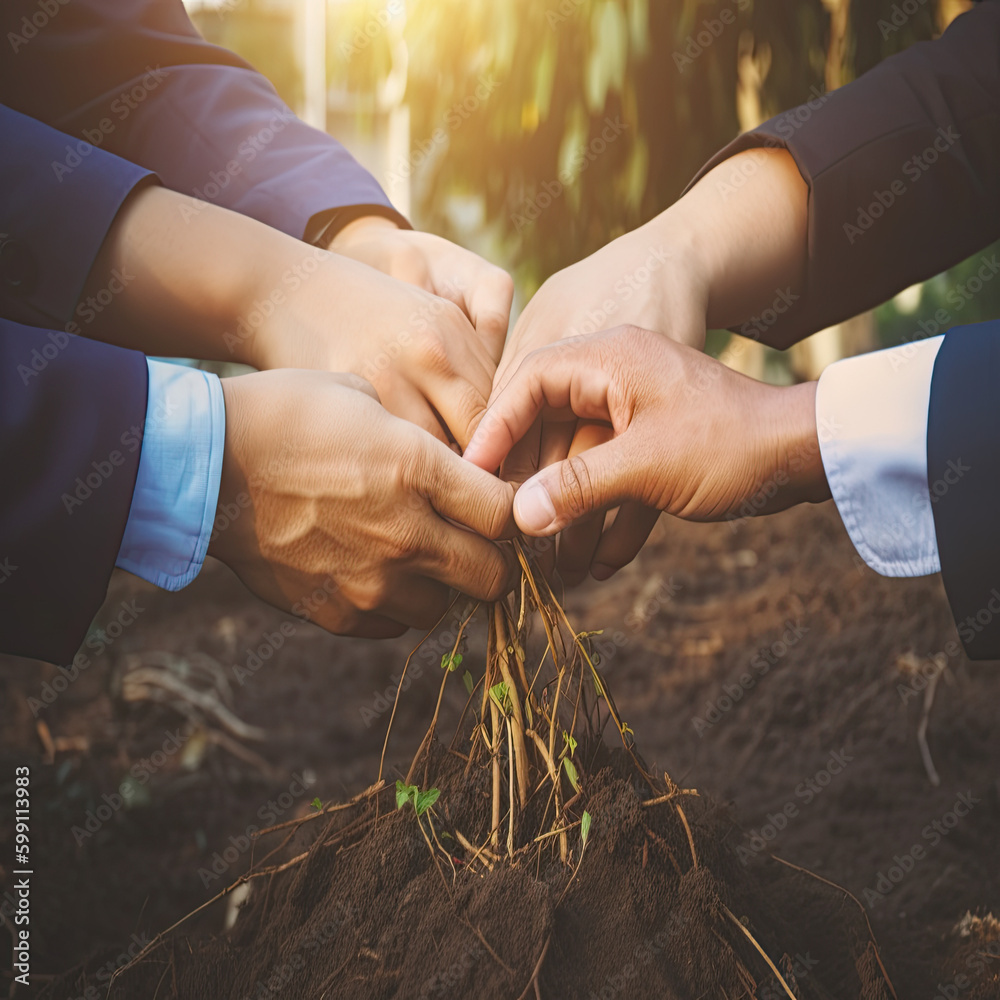 Two men planting a tree concept of world environment day planting ...