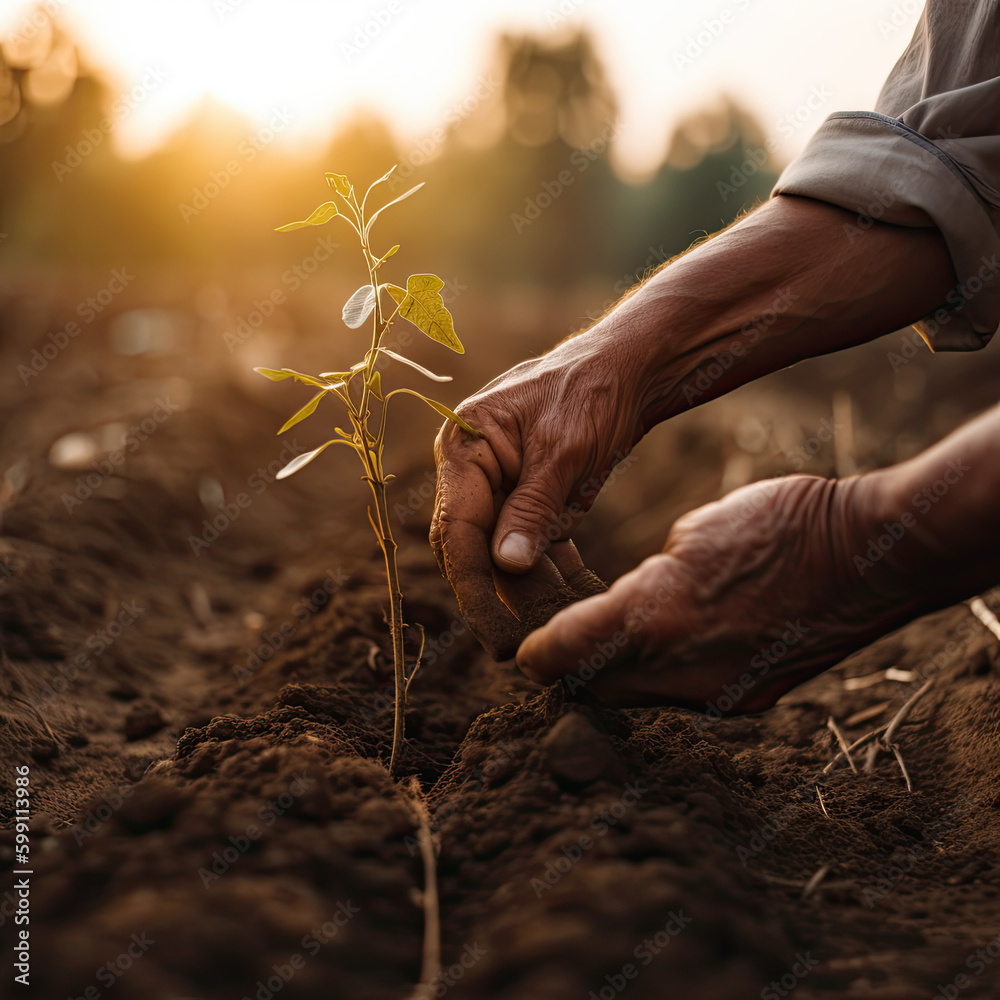 Two men planting a tree concept of world environment day planting ...
