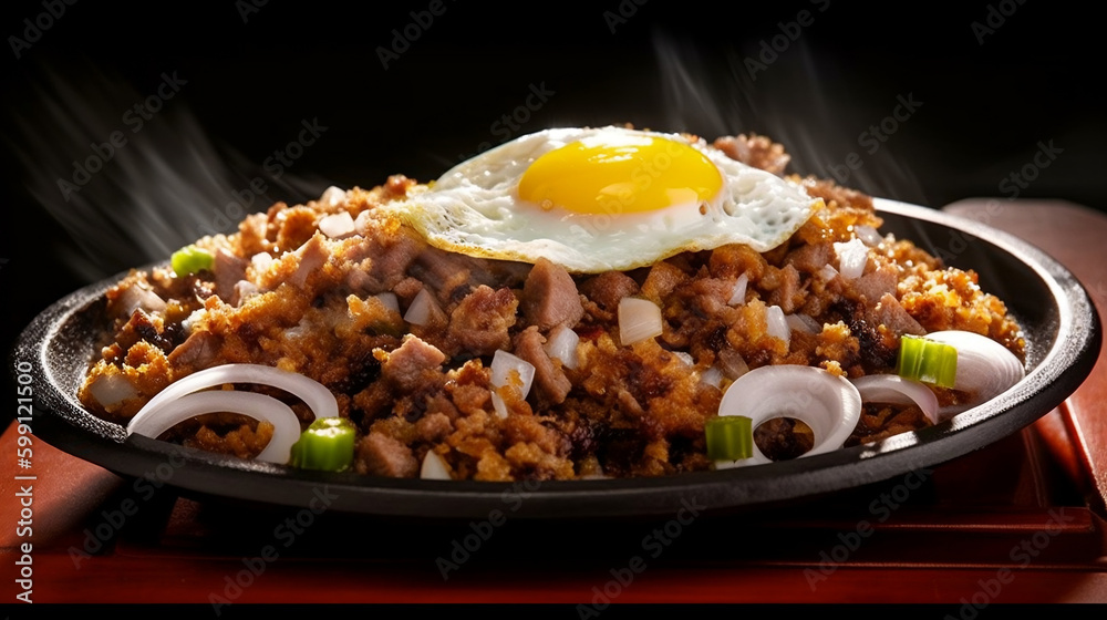 Traditional Filipino Sizzling Pork Sisig. Generative Ai. Stock Photo ...