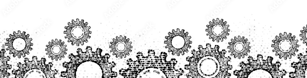 Halftone mechanical vector background frame. Texture of gears made of ...