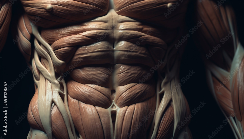 Muscular build, anatomy, and ligaments in motion generated by AI Stock ...