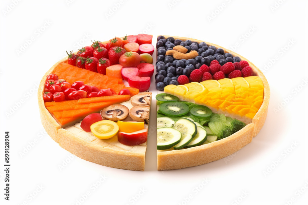 Circular chart of nutritious food pie isolated on white background ...