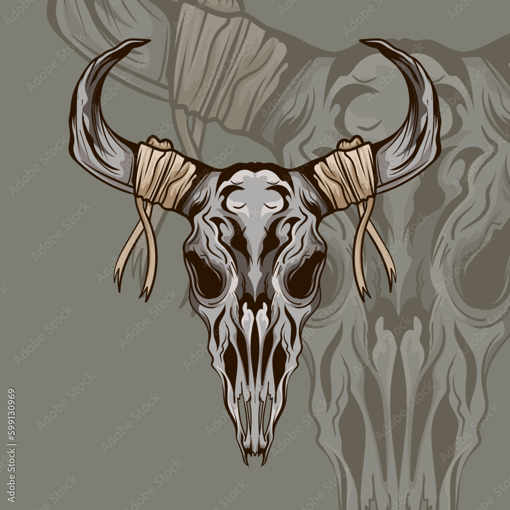 The symbol of Satanism Baphomet goat skull demon goat head hand drawn ...