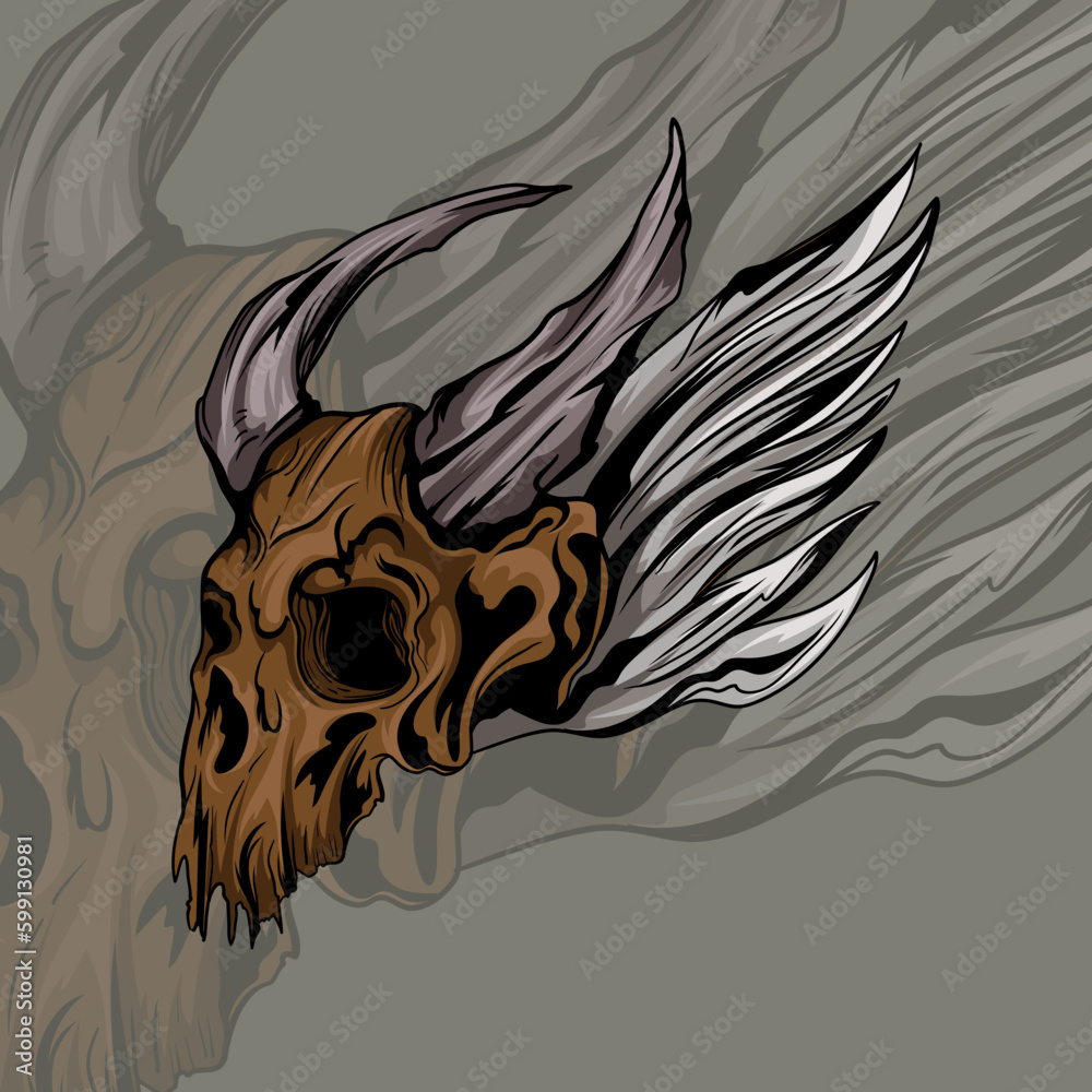 The symbol of Satanism Baphomet goat skull demon goat head hand drawn ...