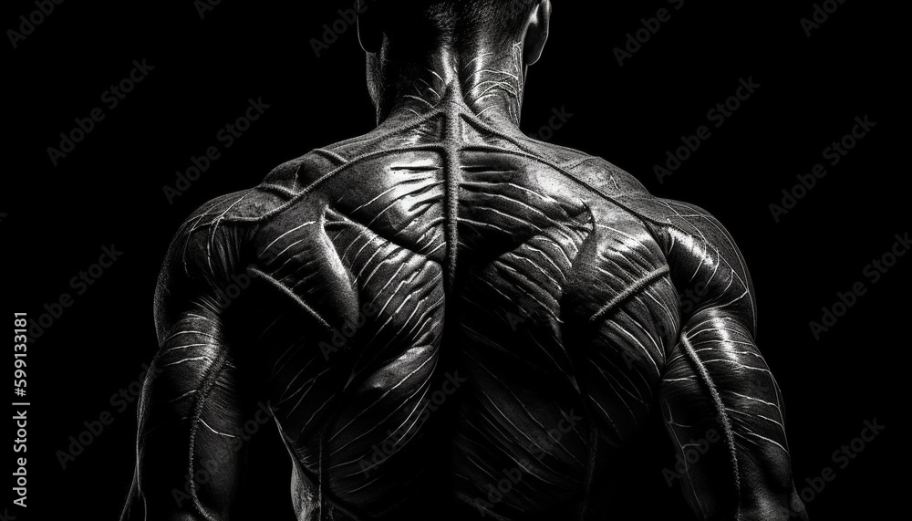 Muscular anatomy of male athlete in monochrome generated by AI Stock ...