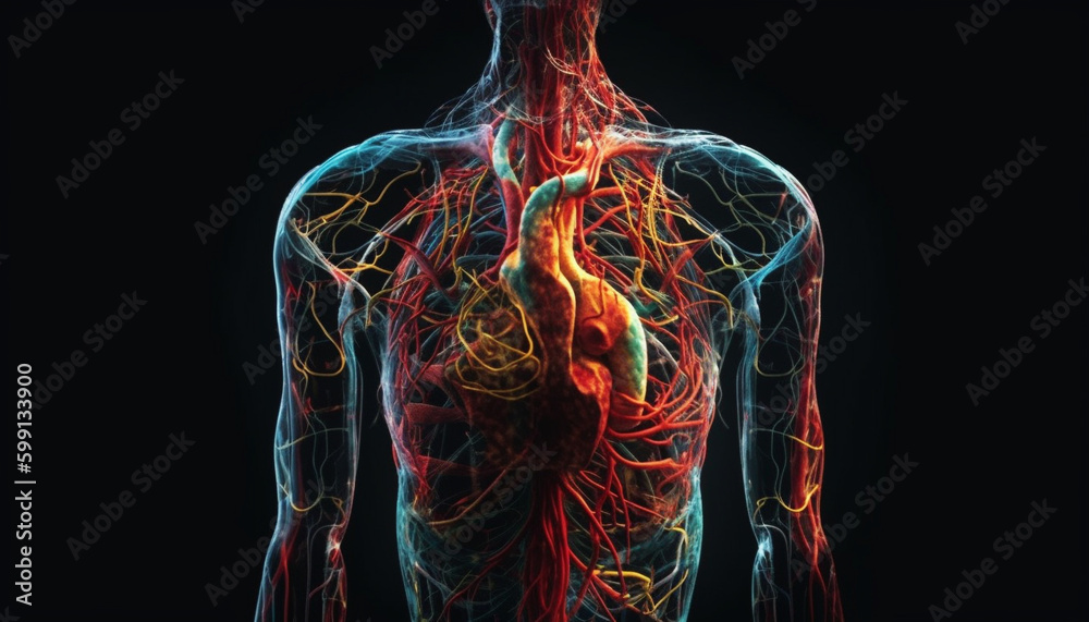 Human anatomy Blood flowing through heart ventricle generated by AI ...