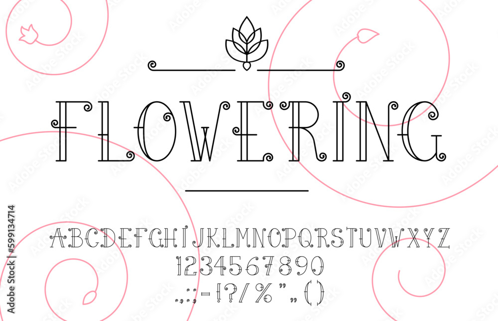 Vetor de Elegant monogram font, type or typeface. Romantic alphabet ...