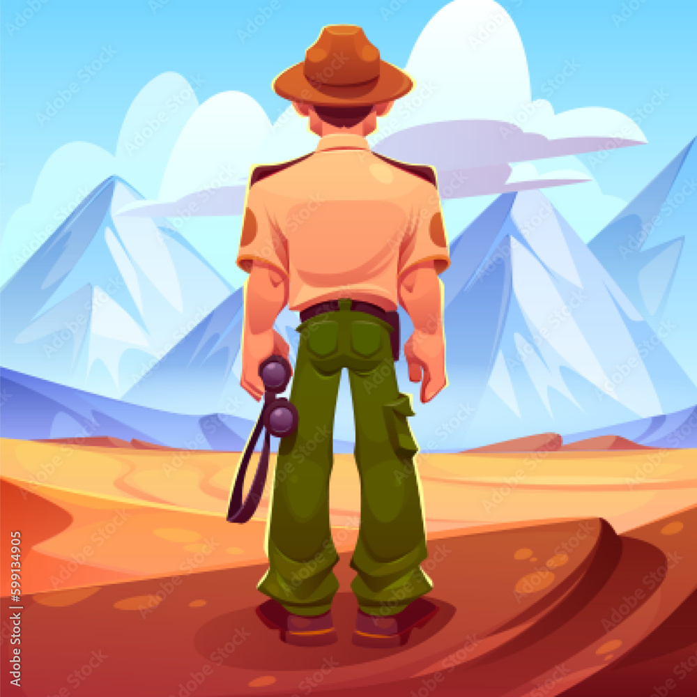 Sheriff character in western desert. Wild west landscape with sand ...