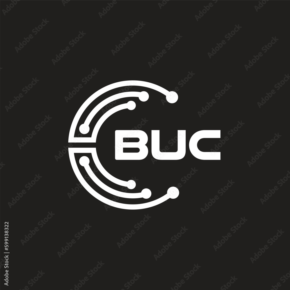 BUC letter technology logo design on black background. BUC creative ...