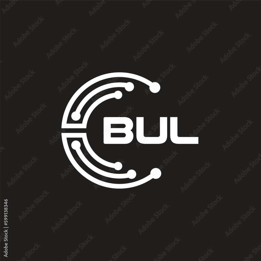BUL letter technology logo design on black background. BUL creative ...