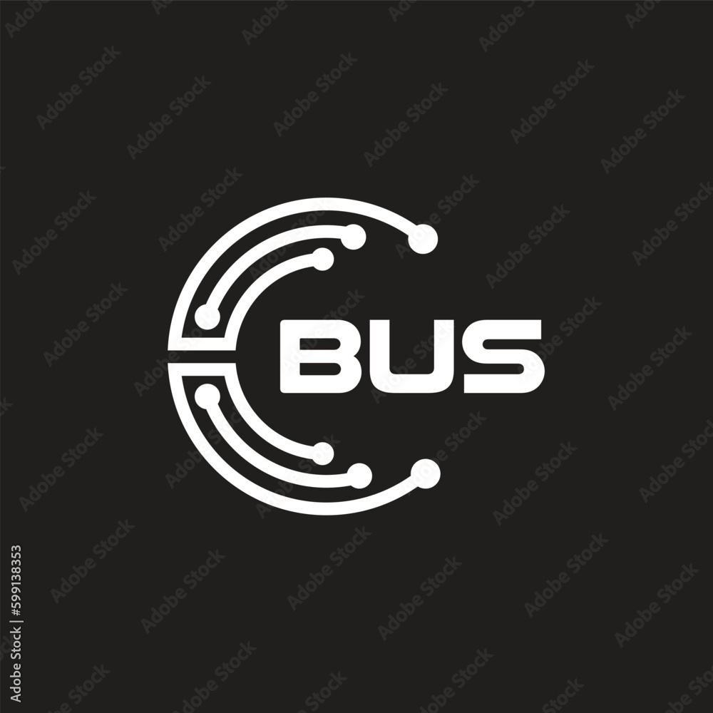 BUS letter technology logo design on black background. BUS creative ...