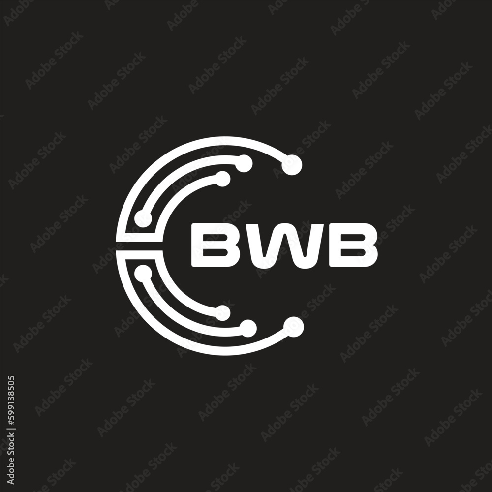 BWB letter technology logo design on black background. BWB creative ...