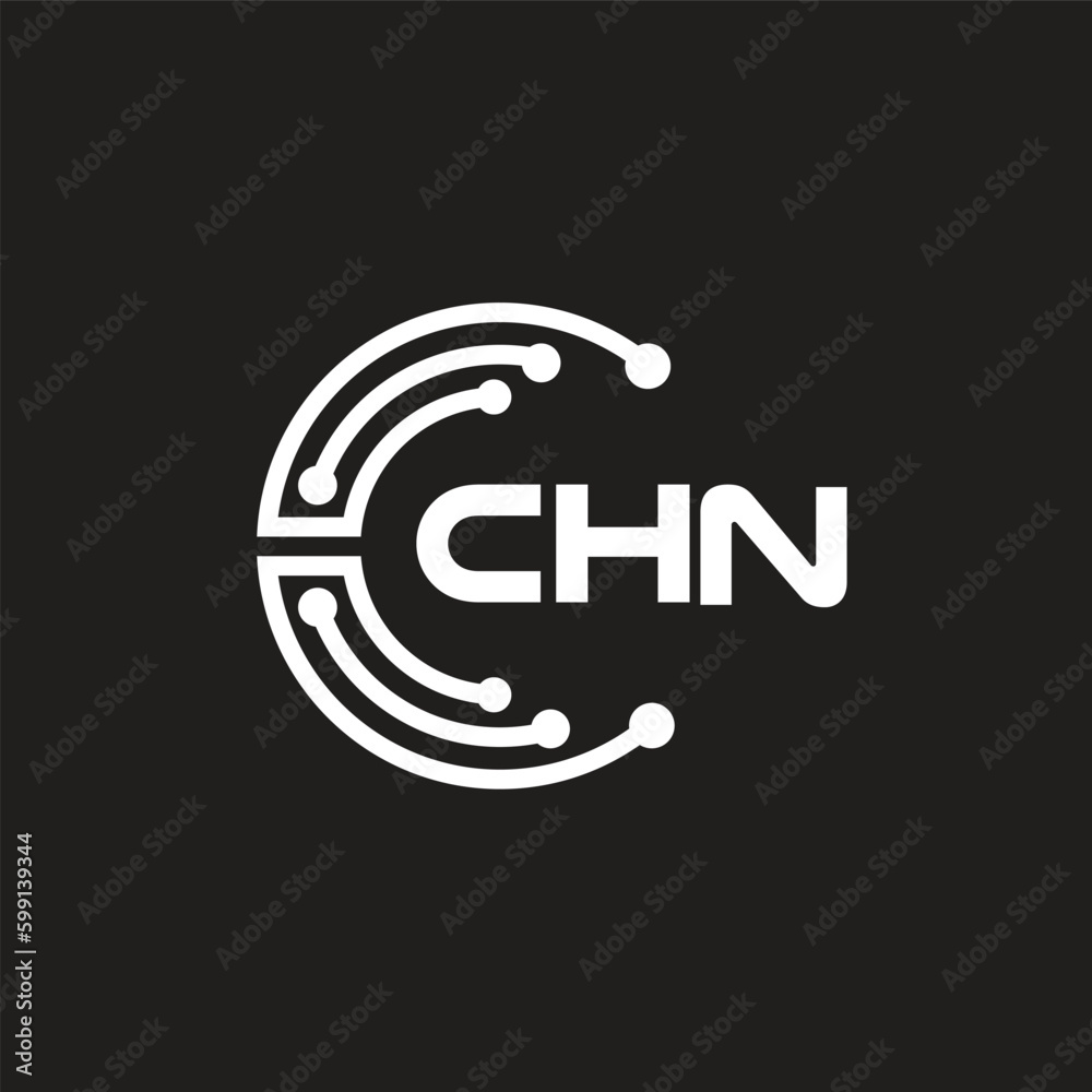 CHN letter technology logo design on black background. CHN creative ...
