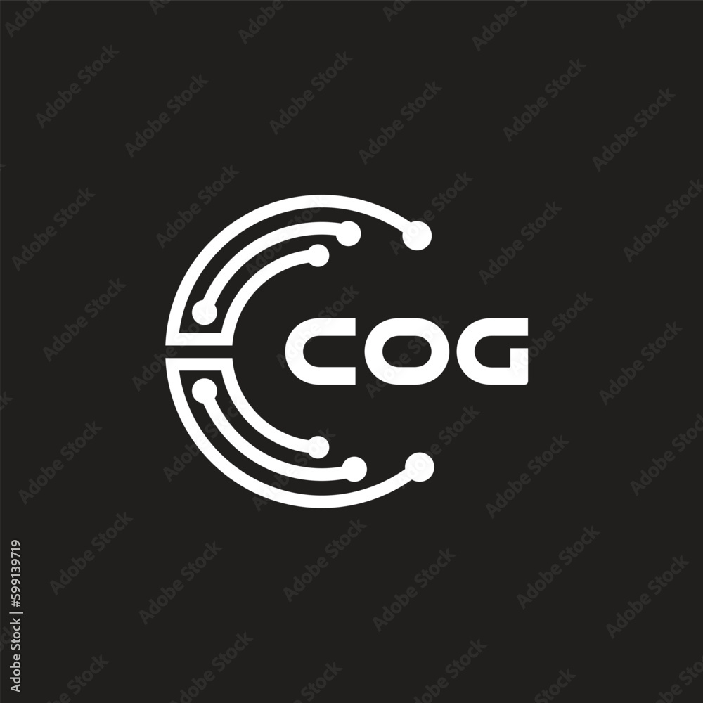 COG letter technology logo design on black background. COG creative ...