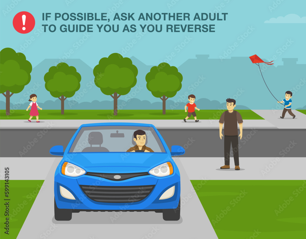 Vektorová grafika „Safe driving tips and rules. If possible, ask ...