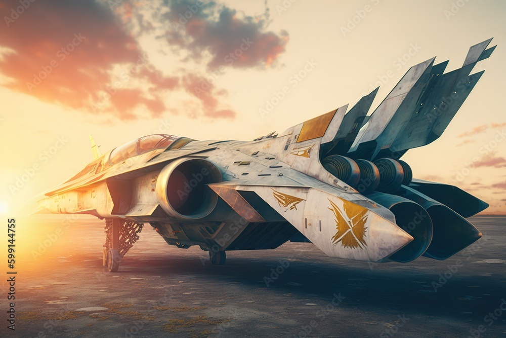 Jet on the planet sitting MIG 25 on jet nose conceptual art futuristic ...