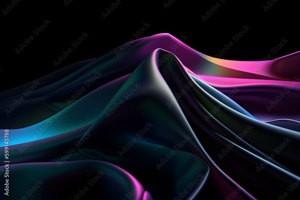 Abstract Dark Black Matte Cloth With Gradient Chromatic Aberration Holographic Iridescent