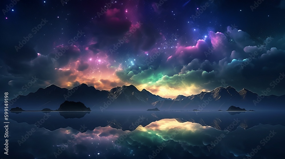 Ilustrace „The night view on the brilliant lights and clouds. This is a ...