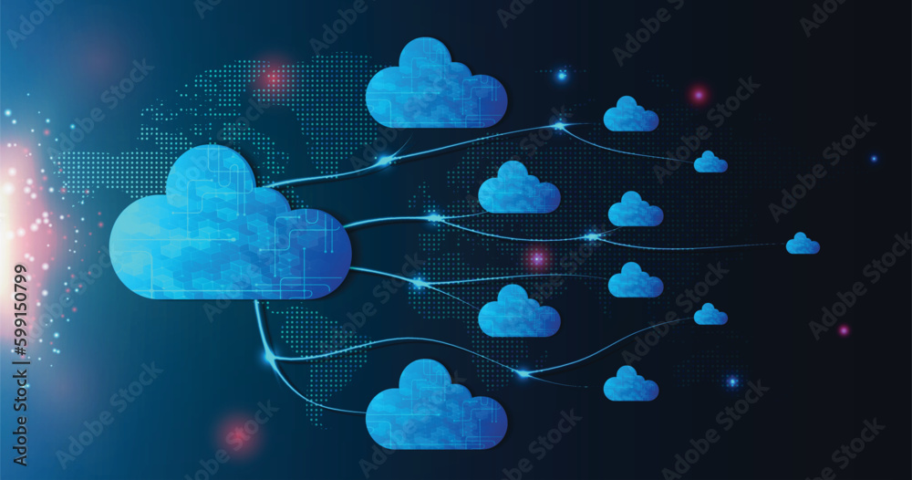 Multiple cloud symbol vector illustration, 2D cloud, 3D cloud, multi ...