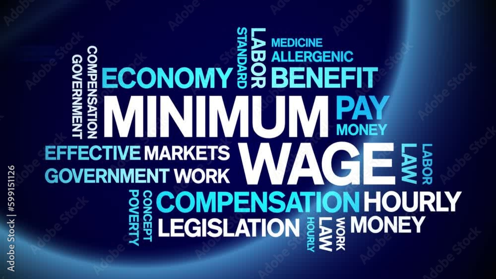 Minimum Wage Animated tag word cloud;text design animation kinetic ...