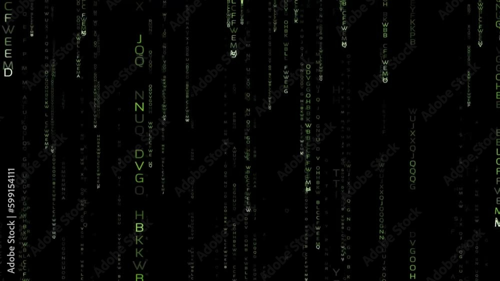 Digital binary code processing on screen background loop. Data rendering of a scientific ...