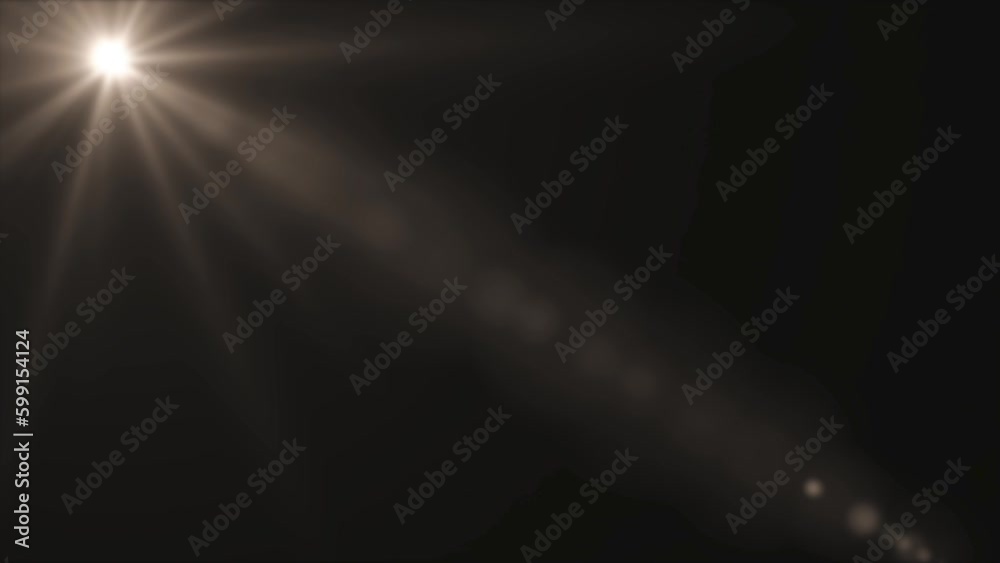 4K looping rotating flickering star sun lights optical lens flares ...
