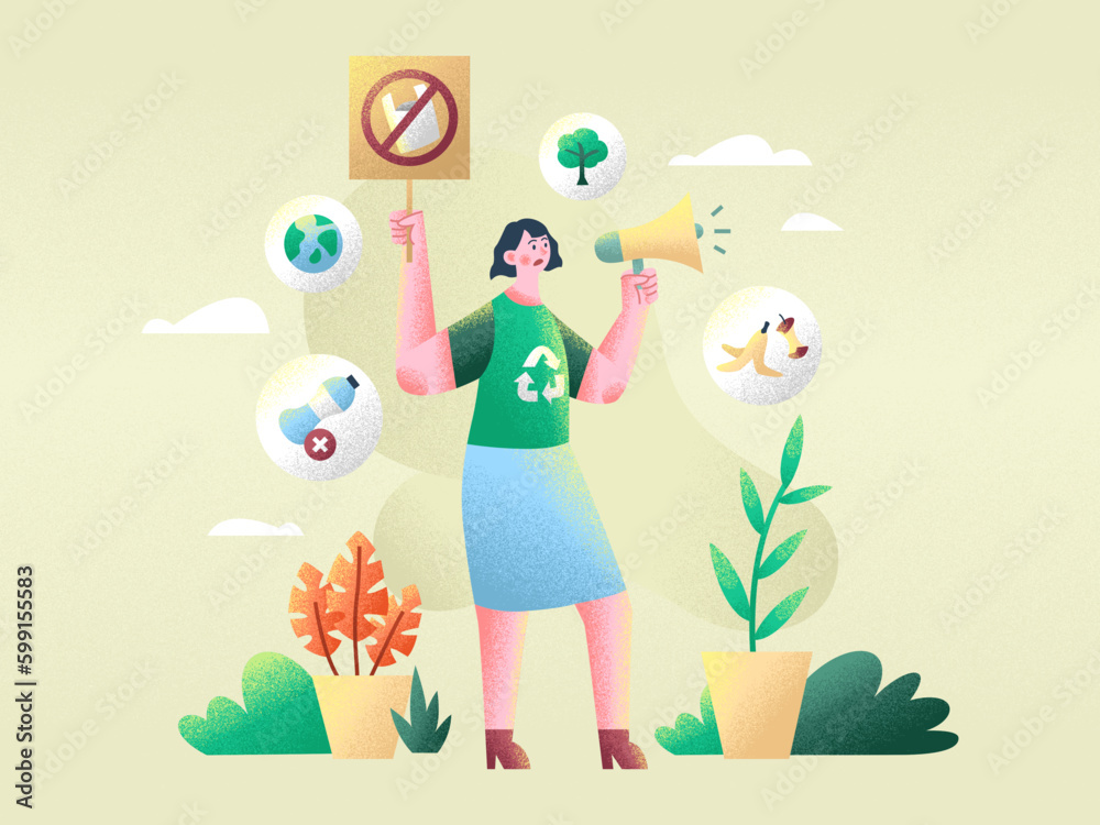 Ecology Environment Nature Green Earth Illustration Set Plants ...