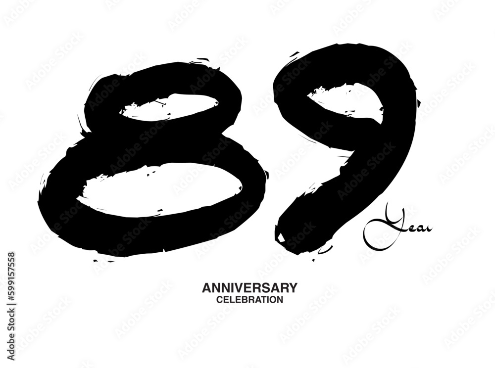 89 Years Anniversary Celebration Vector Template, 89 number logo design ...