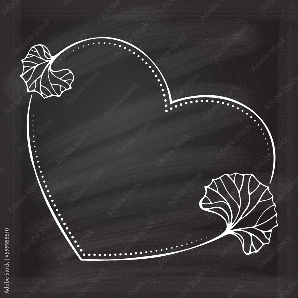 Vector heart shape dotted frame on the chalkboard background Stock ...