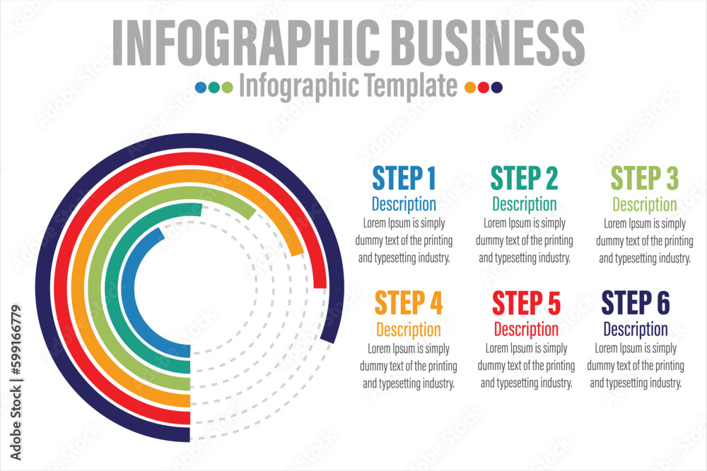 Ring Chart Infographic 6 Steps Modern Timeline diagram with progress ...