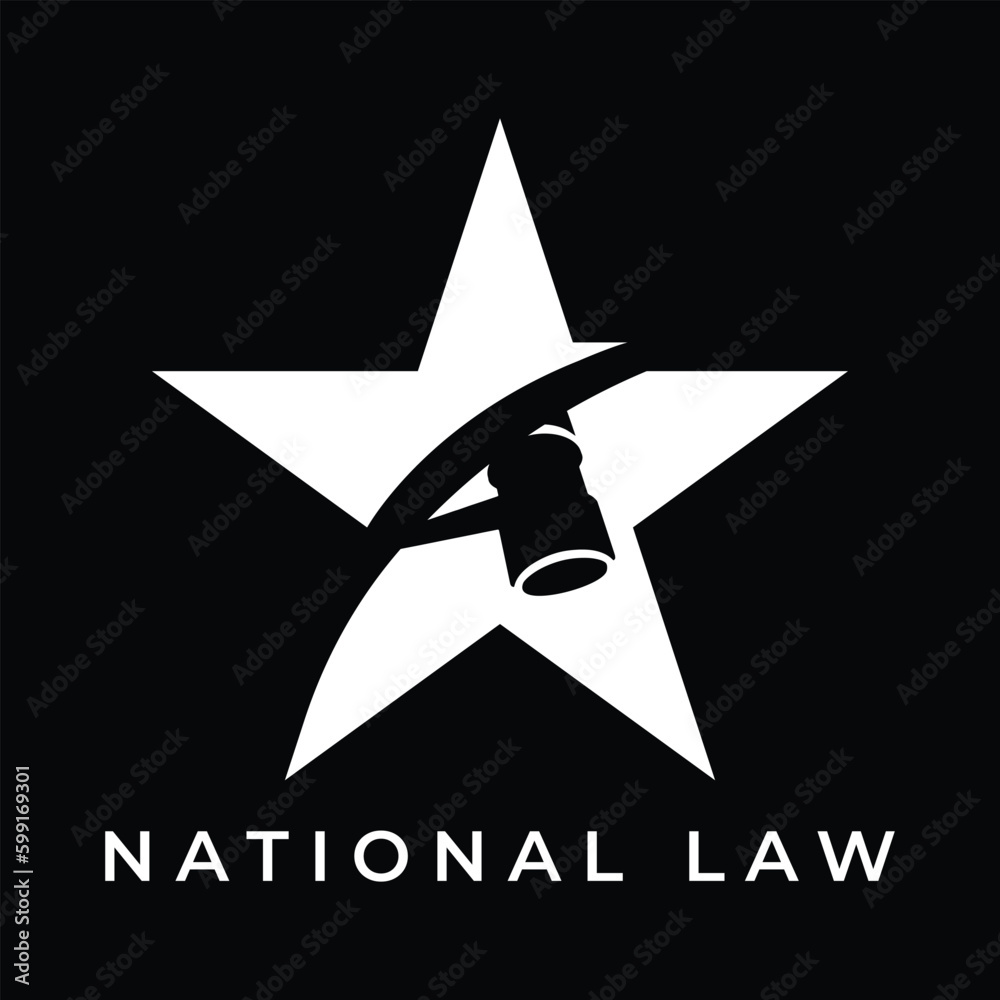 Vetor de star and law hammer logo design concept national law logo ...