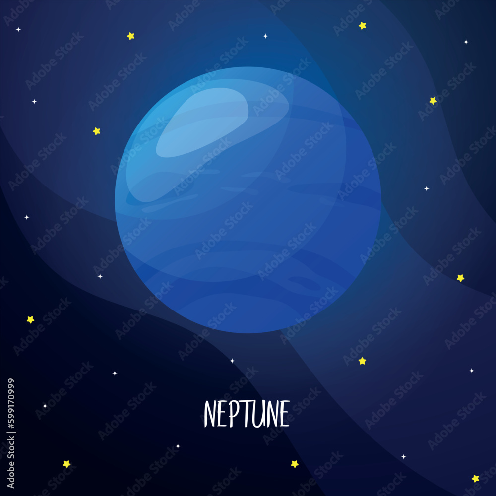 Cartoon Neptune planet for kids education. Solar system planets on the ...