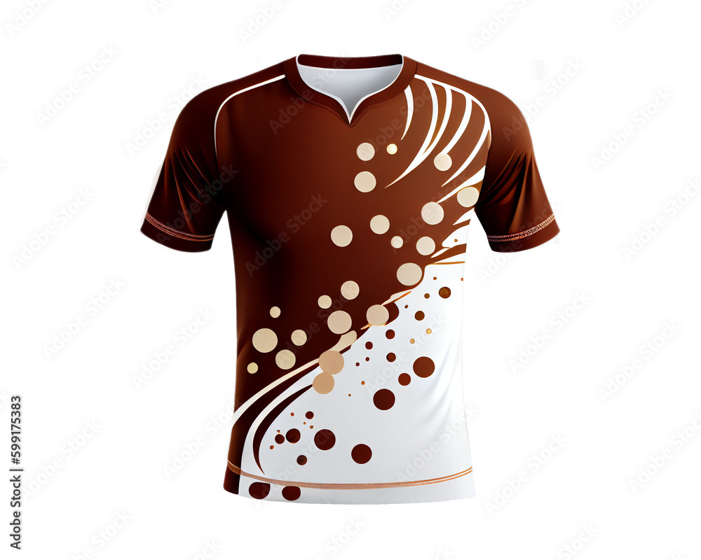 Mock up brown jersey with light chocolates and white pattern and chest ...