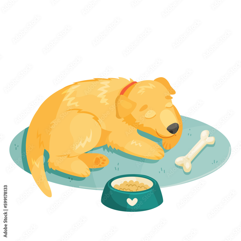 Cute sleeping dog. Vector cartoon illustration. Isolated on white ...