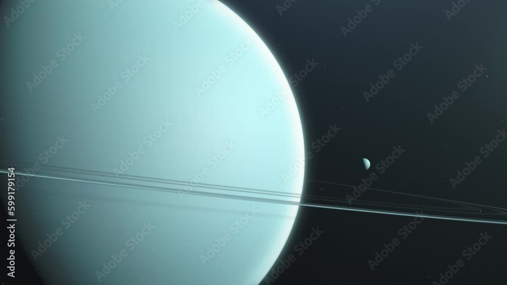 Planet Uranus and Rings in Outer-space. - Zoom-out animation vídeo de ...